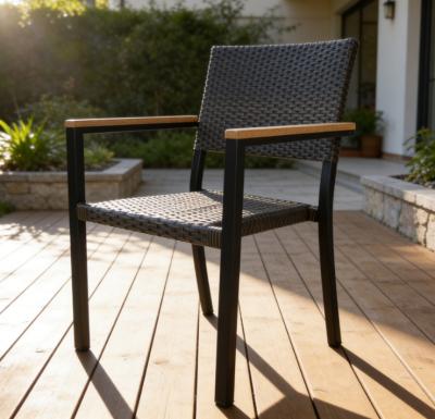 China Yoshen French Bistro Dining Arm Chair  Rattan Comfortable Waterproof Contemporary Design Outdoor Hotel Restaurant for sale
