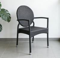 China Yoshen French Bistro Chair Blue Outdoor Black Rattan Dining Arm Chair Lightweight Durable Stackable Contemporary Metal for sale