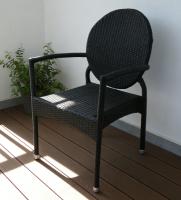 China Yoshen French Bistro Chair Blue Outdoor Black Rattan Dining Arm Chair Lightweight Durable Stackable Contemporary Metal for sale