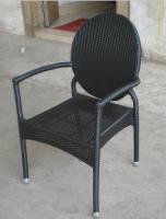 China Yoshen French Bistro Chair Blue Outdoor Black Rattan Dining Arm Chair Lightweight Durable Stackable Contemporary Metal for sale