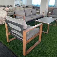China Folded Outdoor Garden Furniture Aluminum Rattan Sofa Set with Corner Teapoy Table 3 Seater for sale