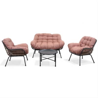 China Outdoor Garden Furniture Aluminum Rattan Sofa Set with Luxury Table and Teapoy 3 Seater for sale