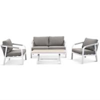 China Aluminum Outdoor Bistro Rattan Sofa Set 3 Seater for Luxury Garden Dining for sale