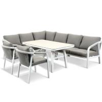 China Aluminum Outdoor Bistro Rattan Sofa Set 3 Seater for Luxury Garden Dining for sale