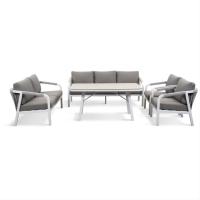 China Aluminum Outdoor Bistro Rattan Sofa Set 3 Seater for Luxury Garden Dining for sale