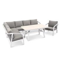 China Aluminum Outdoor Bistro Rattan Sofa Set 3 Seater for Luxury Garden Dining for sale