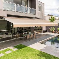 China 4x3m Outdoor Manual Retractable Awning Aluminum Garden Patio Sun Shade Canopy 280g Polyester for sale
