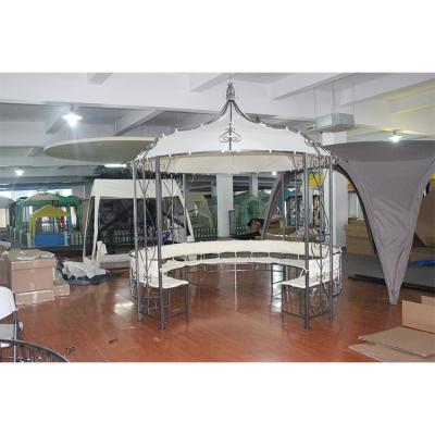 China Steel Frame 3x2.9M Openwork Pattern Spire Gazebo for Garden Customizable for sale