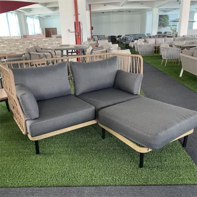 China Aluminum Bistro Rattan Sofa Set 4 Seater Outdoor Garden Furniture for Luxury Dining for sale