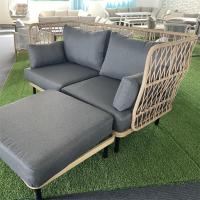 China Aluminum Bistro Rattan Sofa Set 4 Seater Outdoor Garden Furniture for Luxury Dining for sale