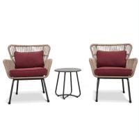 China Outdoor Garden Furniture Set Aluminum Rattan Sofa with Teapoy Table and 2 Bistro Chairs for sale