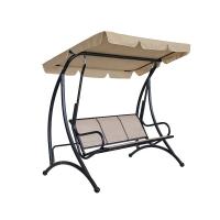 China Outdoor Steel Garden Patio Swing Chair with Canopy Cushioned Bench Bed 3-Seat for sale