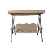 China 200x124x170cm Outdoor Cushioned Bench Bed Swing with Canopy Pergola Gazebo Steel Frame for sale