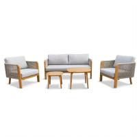 China Aluminum Outdoor Garden Rattan Sofa Set with Luxury Teapoy Bistro Set 3 Seater for sale