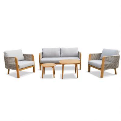China Aluminum Outdoor Garden Rattan Sofa Set with Luxury Teapoy Bistro Set 3 Seater for sale