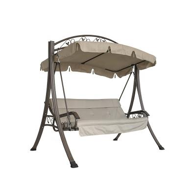 China Outdoor Swing Chair with Canopy Pergola Steel Frame 207x145x201cm Cushioned Bench Bed for sale