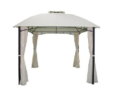 China Polyester Sail Double-Roof Metal Gazebo with Arched Rib 3.3x3.3m 4x4m Steel Frame for sale