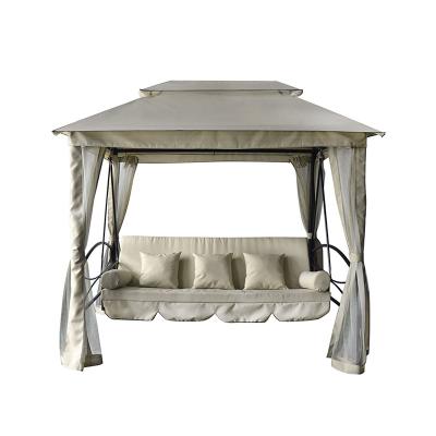 China Steel Frame Patio Canopy Swing Bed 2520x1750x2500mm with Mosquito Netting for Outdoor Leisure for sale