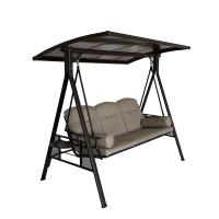 China 3 Person Polycarbonate Roof Metal Garden Swing Chair 2050x1200x1760mm Outdoor for sale