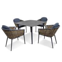 China Outdoor Garden Set Aluminum Rattan Sofa Set with Table and Teapoy 4 Seater for sale