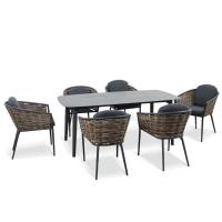 China Outdoor Garden Set Aluminum Rattan Sofa Set with Table and Teapoy 4 Seater for sale