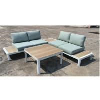 China Outdoor Garden Furniture Aluminum Rattan Sofa Set with Tempered Glass Table Teapoy Bistro Set for sale