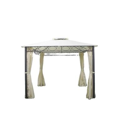 China Large Outdoor Wrought Iron Pavilion 3x3x2.8m with PA Coated Cover for Backyard for sale