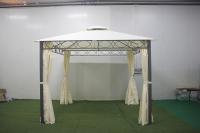 China Large Outdoor Wrought Iron Pavilion 3x3x2.8m with PA Coated Cover for Backyard for sale