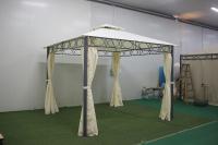 China Large Outdoor Wrought Iron Pavilion 3x3x2.8m with PA Coated Cover for Backyard for sale