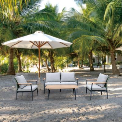China Customized Color Aluminum Rattan Sofa Set with 3-Seater and Table for Garden Furniture for sale