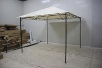 China Polyester White Marble Garden Pavilion 3x3x2.6M Steel Frame Gazebo Waterproof for sale