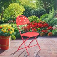 China White Plastic Seat Stackable Metal Folding Chair 440 lbs Capacity Outdoor Garden Wedding Park Use for sale