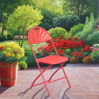 China White Plastic Seat Stackable Metal Folding Chair 440 lbs Capacity Outdoor Garden Wedding Park Use for sale