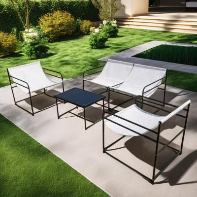 China Modern Outdoor Bar Furniture Set with Tempered Glass Table and Anti-Mosquito Iron Chair for sale