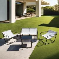 China Modern Outdoor Bar Furniture Set with Tempered Glass Table and Anti-Mosquito Iron Chair for sale