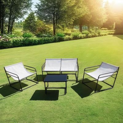 China Modern Outdoor Garden Furniture Sofa Set Fabric Double Single Seat Chair Coffee Table Foldable for sale