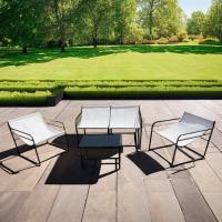 China Modern Outdoor Garden Furniture Sofa Set Fabric Double Single Seat Chair Coffee Table Foldable for sale