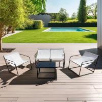 China Modern Outdoor Garden Furniture Sofa Set Fabric Double Single Seat Chair Coffee Table Foldable for sale