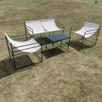 China Modern Outdoor Garden Furniture Sofa Set Fabric Double Single Seat Chair Coffee Table Foldable for sale