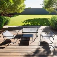 China Modern Outdoor Garden Furniture Sofa Set Fabric Double Single Seat Chair Coffee Table Foldable for sale
