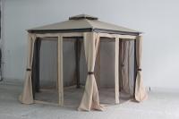 China Outdoor Steel Round Gazebo with Curtain and Mosquito Net 2x2x2.8M Customizable Color for sale