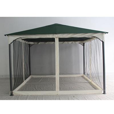 China Steel Frame Outdoor Gazebo 3.5x3.5x2.75M with Polyester Canopy and Mosquito Netting for sale