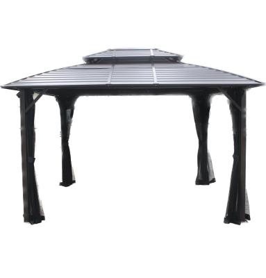 China Aluminum Double Topped Metal Outdoor Gazebo 3x3.65x2.73m for Garden with Mosquito Netting for sale