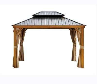 China Aluminum Double Topped Outdoor Pergola 3x3.65x2.85m Galvanized Steel Garden Gazebo for sale
