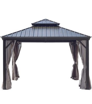 China Outdoor Gazebo 3.65x3.65x3.03m Double Topped Galvanized Steel Garden Pergola for sale