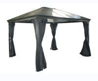 China Aluminum Outdoor Gazebo 3x3.65x2.6M Single Topped Polycarbonate Roof Garden Pergola for sale