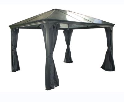 China Aluminum Outdoor Gazebo 3x3.65x2.6M Single Topped Polycarbonate Roof Garden Pergola for sale