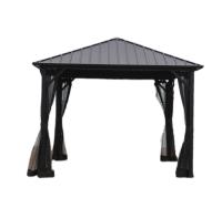 China 3x3x2.75m Aluminum Pergola Outdoor Gazebo with Galvanized Steel Roof and Mosquito Netting for sale