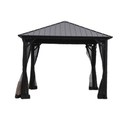 China 3x3x2.75m Aluminum Pergola Outdoor Gazebo with Galvanized Steel Roof and Mosquito Netting for sale