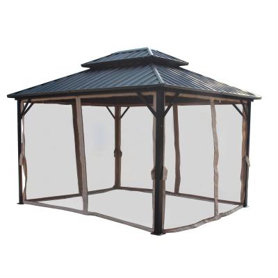 China Outdoor Garden Metal Gazebo 3x3.65x2.85M with Mosquito Netting and Polyester Sidewalls for sale